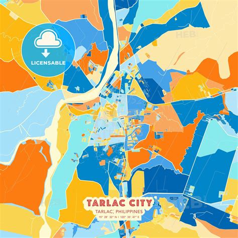 Tarlac City Tarlac Philippines Blue And Orange Vector Art Map