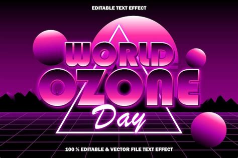 Premium Vector World Ozone Day Editable Text Effect Retro Style