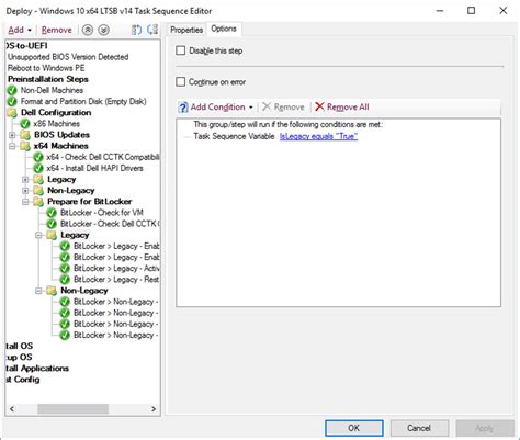 SCCM Task Sequence Windows 10 With Dell CCTK UEFI BitLocker Powershell Renaming Script