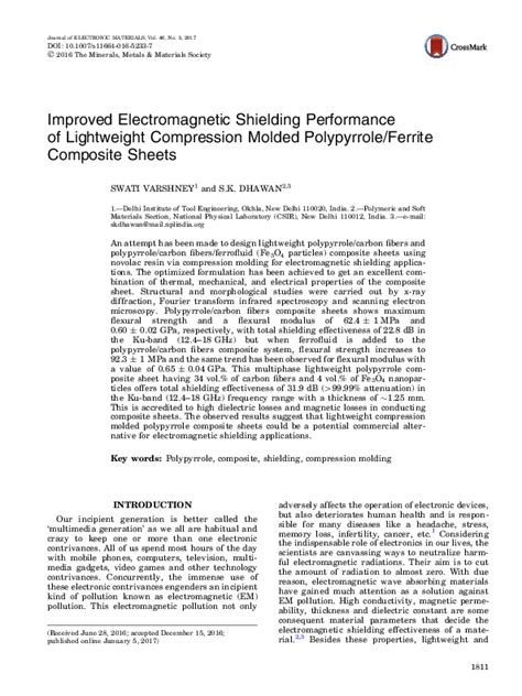 Pdf Improved Electromagnetic Shielding Performance Of Lightweight Compression Molded