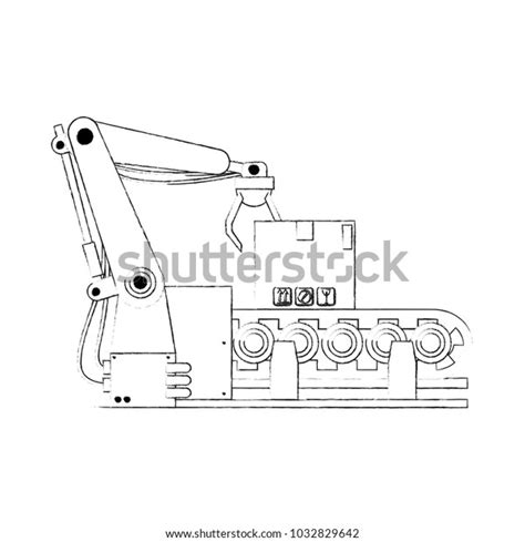 Factory Robot Arm Conveyor Stock Vector Royalty Free 1032829642 Shutterstock