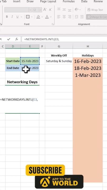 Get Working Days In Excel Shorts Viral Exceltips Msexcel