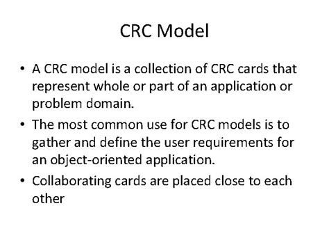 Crc Modeling Recap Class Modeling How To Identify
