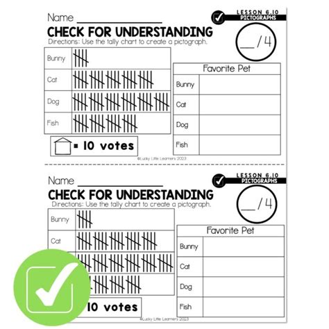 Lucky To Learn Math Lesson 610 Read And Create Pictographs Check For Understanding