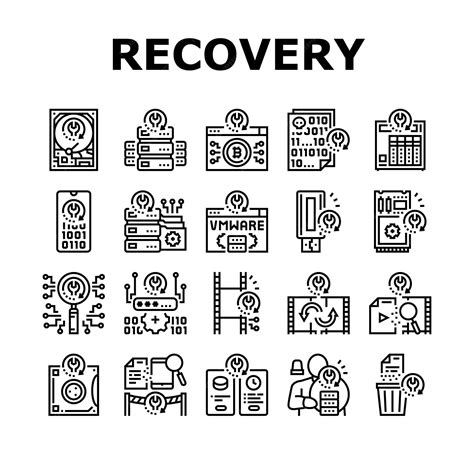 Premium Vector Data Recovery Computer Processing Icons Set Vector
