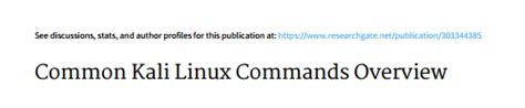 Common Kali Linux Commands Overview