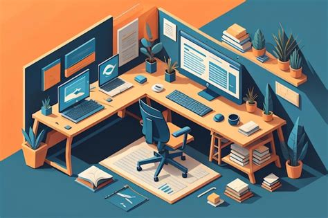 Premium Ai Image An Illustration Of A Desk With A Computer And A Monitor That Says Cloud Computing