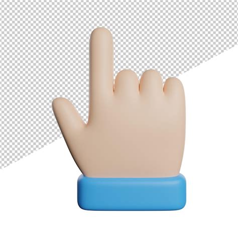 Premium PSD Hand Pointer Cursor Front View D Rendering Icon Illustration On Transparent