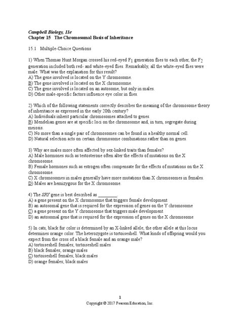 Chapter 15 The Chromosomal Basis Of Inheritance Pdf Genetic Linkage