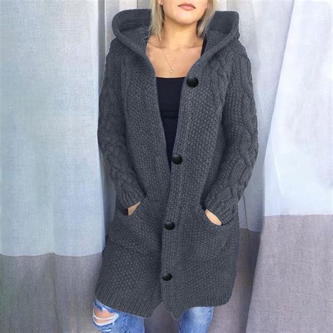 Fall Coats For Women 2025dark Gray Womens Open Front Cardigan Hooded