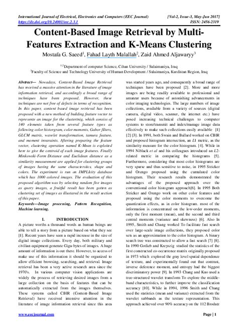 Pdf Content Based Image Retrieval By Multi Features Extraction And K