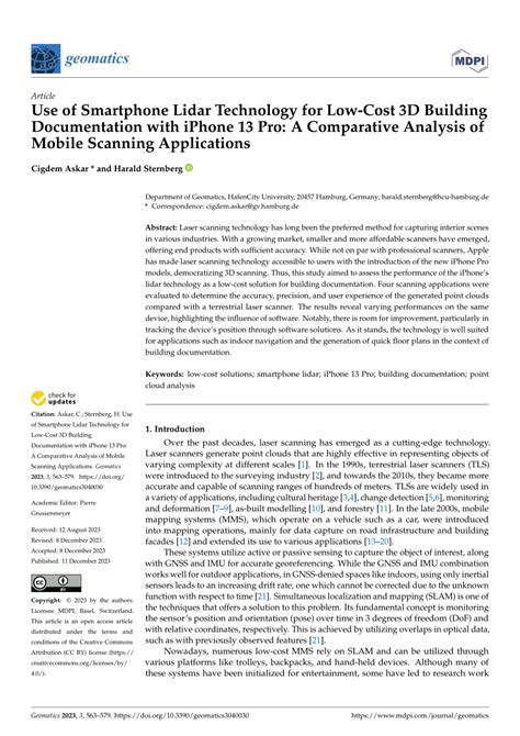 Pdf Use Of Smartphone Lidar Technology For Low Cost 3d Building