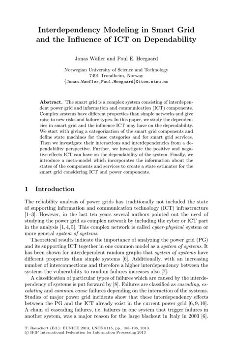 pdf interdependency modeling in smart grid and the influence of ict