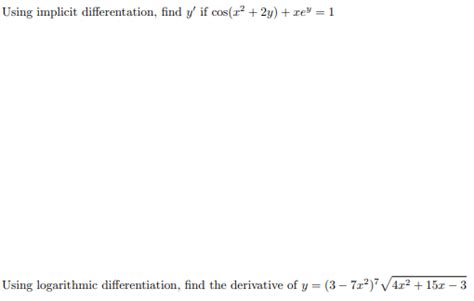 using implicit differentation find y′ if