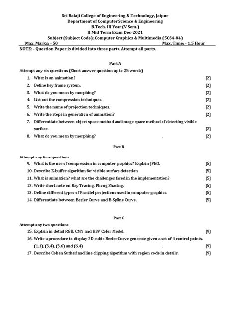 5cs4 04 Computer Graphics And Multimedia Set 2 Pdf Computer Graphics