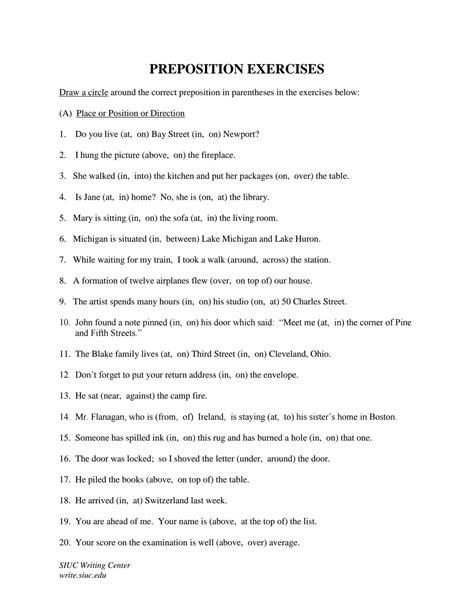 Solution Preposition Exercises Studypool
