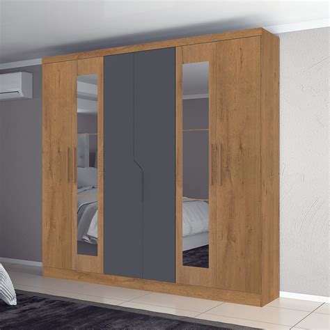 Guarda Roupa 6 Portas 4 Gavetas Com Espelho Chicago Atualle Móveis