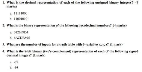 Solved 1 What Is The Decimal Representation Of Each Of The