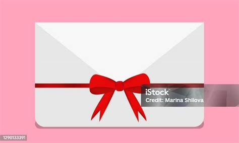 빨간 새틴 활이 있는 흰색 봉투 사랑의 메시지 벡터 그림입니다 편지의 배달 벡터 아이콘 개념에 대한 스톡 벡터 아트 및 기타 이미지 Istock