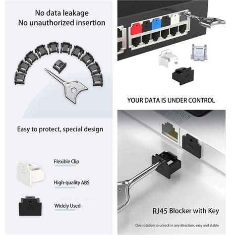 10pcs Rj45 Ethernet Lan Blocker Locker With 1key Ethernet Blocker