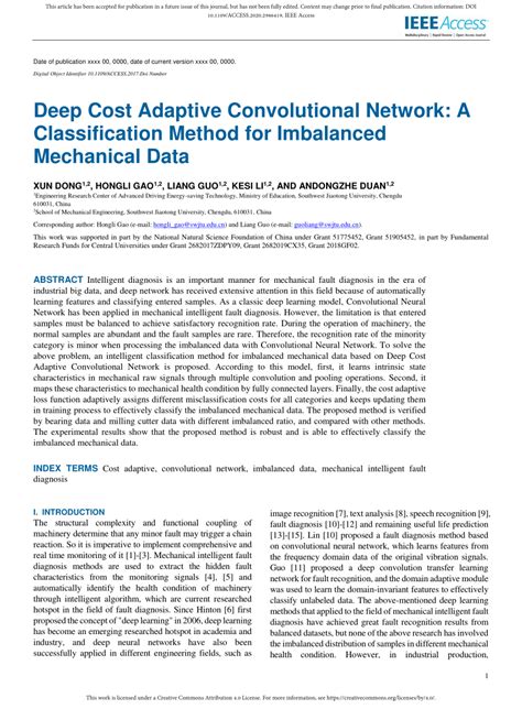 Pdf Deep Cost Adaptive Convolutional Network A Classification Method For Imbalanced