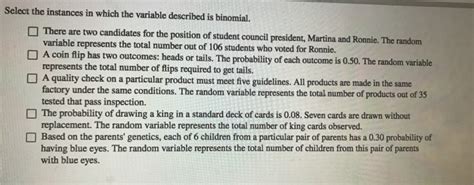 Solved Select The Instances In Which The Variable Described