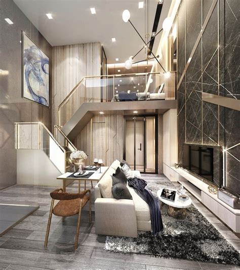 Modern Style Penthouse With Gold Plated Metal Elements แต่งบ้าน