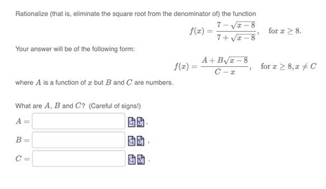 Solved Rationalize That Is Eliminate The Square Root From