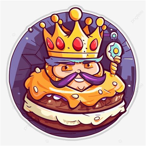 아바타 아이콘 벡터 만화 왕 아이스크림 W 왕관 벡터 일러스트 클립 아트 고립 된 만화 킹 케이크와 스티커 디자인 Png