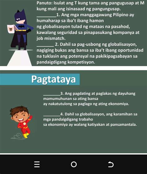 Panuto Isulat ang T kung tama ang pangugusap | StudyX