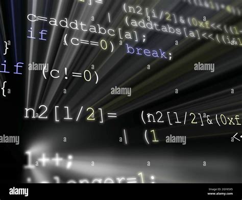 Colorful Digital Binary Data Digits And Streaming Binary Code Background With Light Beams Stock