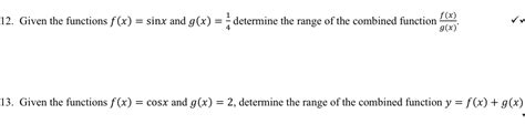 solved given the functions f x sinx ﻿and g x 14 ﻿determine