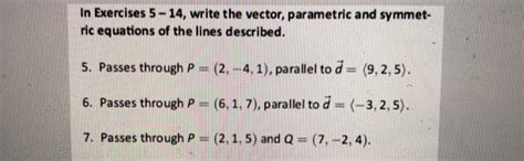 Solved In Exercises 5 14 Write The Vector Parametric And