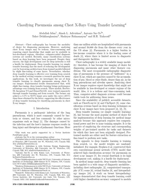 Classifying Pneumonia Among Chest X Rays Using Transfer Learning Pdf Receiver Operating