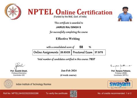 Nptel Effectivewriting Learningjourney Professionaldevelopment Jairus Raj Singh S