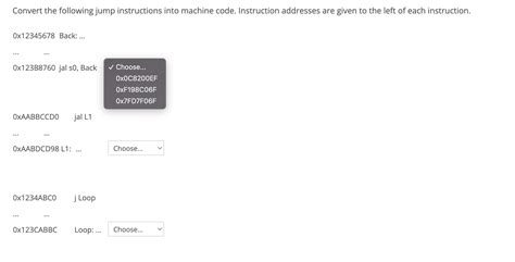 Solved Convert The Following Jump Instructions Into Machine