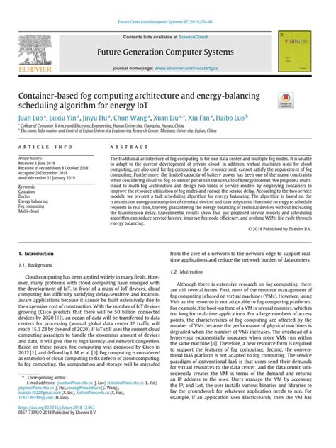 Container Based Fog Computing Architecture And Energy Balancing