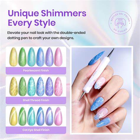 Whispering Waves 6 Colors Summer Shimmer Glitter Nail Polish For Profe