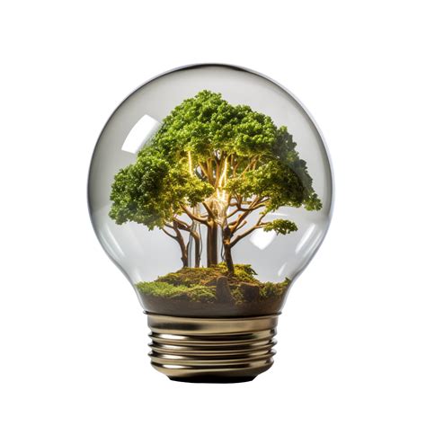 Tree Inside Lightbulb Isolated On Transparent Background PNG