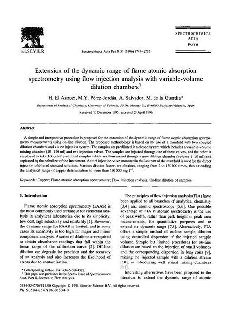 Pdf Extension Of The Dynamic Range Of Flame Atomic Absorption Spectrometry Using Flow