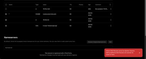 Overriding Dns On Vercel Help Vercel Community