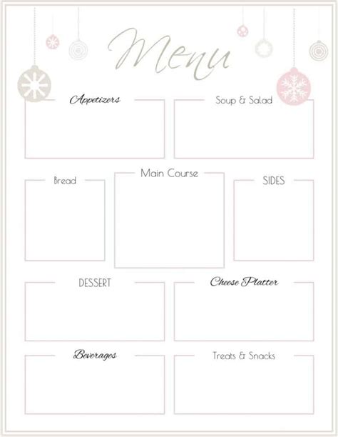 Holiday Party Menu Template Free Printable Saturdayt