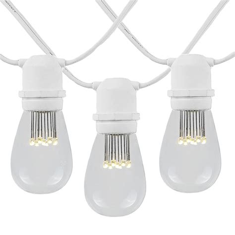 25 Warm White Led S14 Heavy Duty String Light Sets On White Wire Novelty Lights Inc