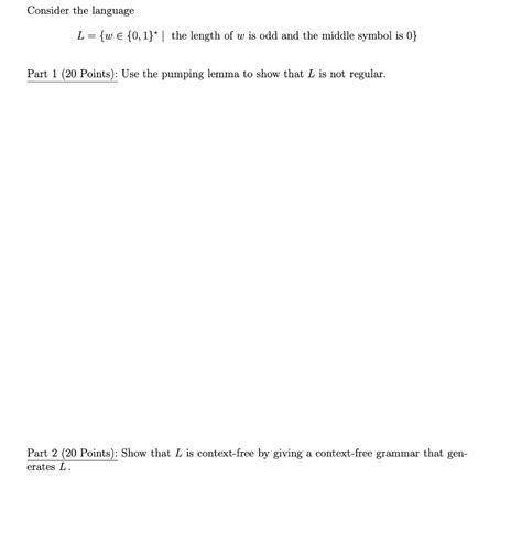 Solved Consider The Language L W The Length Of W Is Chegg