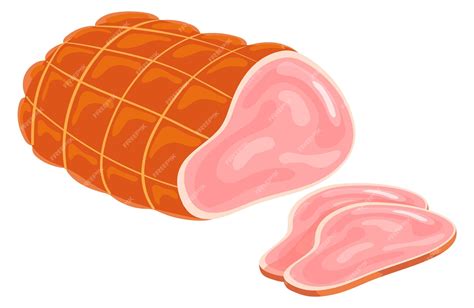 Premium Vector Cutted Ham Cartoon Icon Tasty Meat Product
