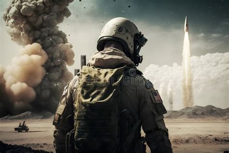 soldier in front of a ballistic missile launch neural network ai