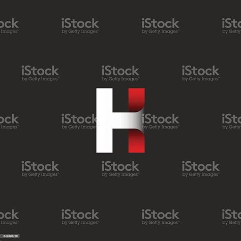 편지 H의 상징 백색과 빨강 종이 테이프 소재 디자인 개념 아이디어의 그라데이션으로 기호입니다 비즈니스 카드에 대 한 식별 아이콘입니다 인쇄에 대 한 디자인 3d 요소입니다