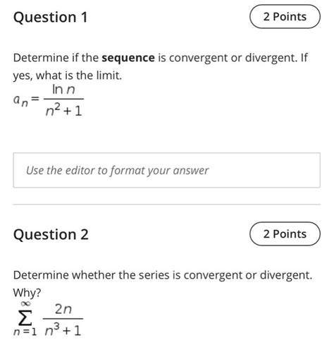 solved question 1 2 points determine if the sequence is