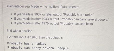 Solved Given Integer Yearmade Write Multiple If Statements