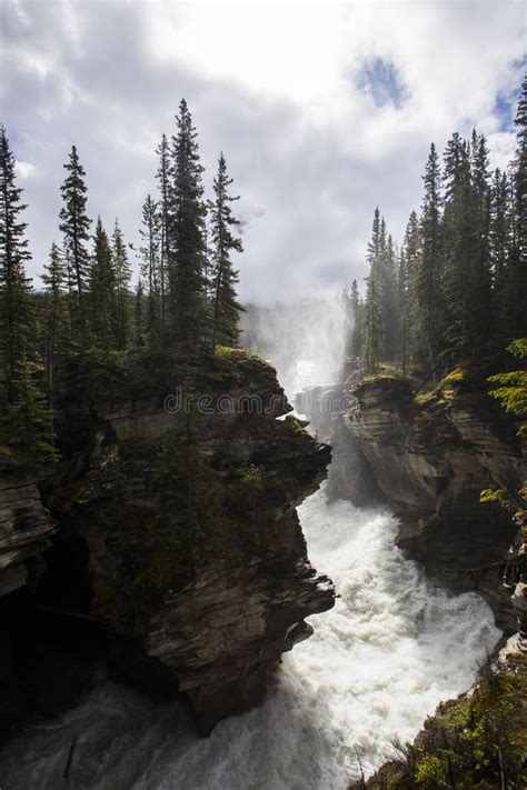 Summer In Athabasca Falls Jasper National Park Canada Stock Image